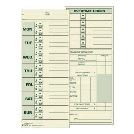 TOPS Time Card, weekly, manila, #L-61, #15-800622, green ink, 500 CD/BX