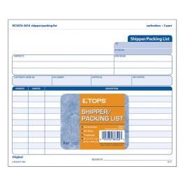 TOPS Shipper/packing List, 3-Part Carbonless, 50 ST/PK