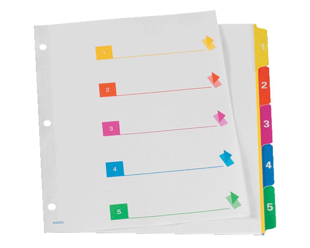 Oxford® Super Rapidex™ Colour Coded Tab Dividers -1-5, Letter-Size ...